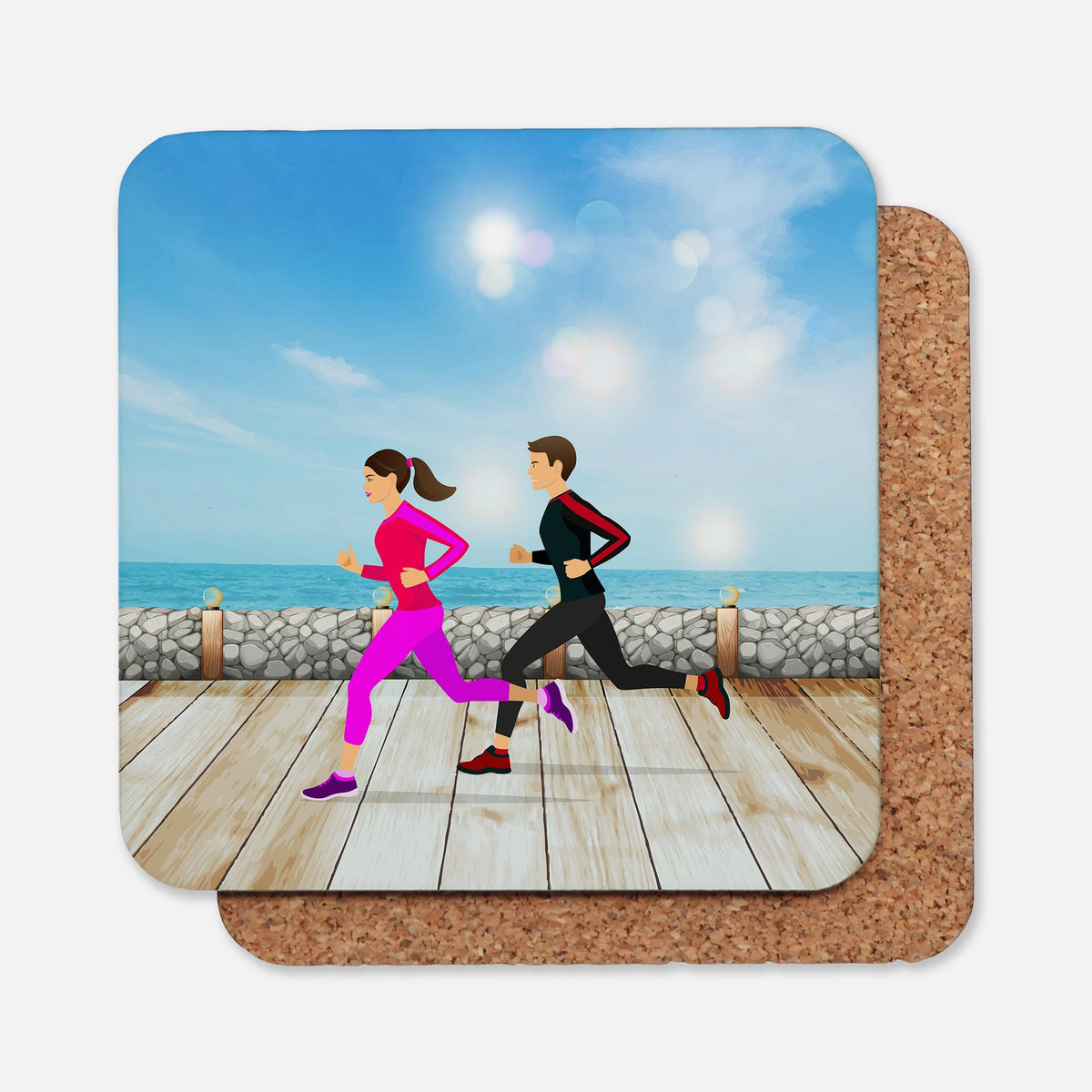 Seaside Run Coaster Set | Gift for runners – almcleary